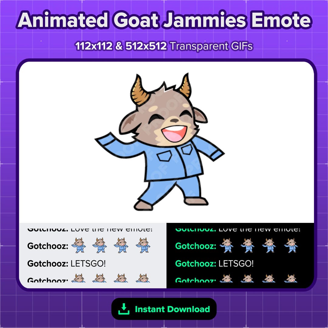 Animated Goat Jammies Dancing Emote for Twitch, Animated Emote, Goat ...