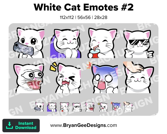 Chat blanc Twitch Emotes pour Streaming Gun Cozy SIP Cool POG - Etsy France