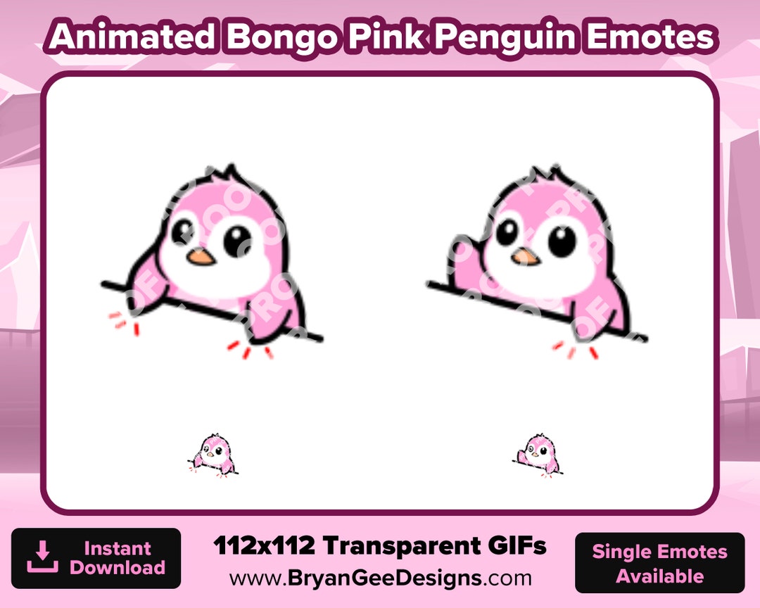 Animated Bongo Pink Penguin Emotes for Twitch or Discord - Etsy