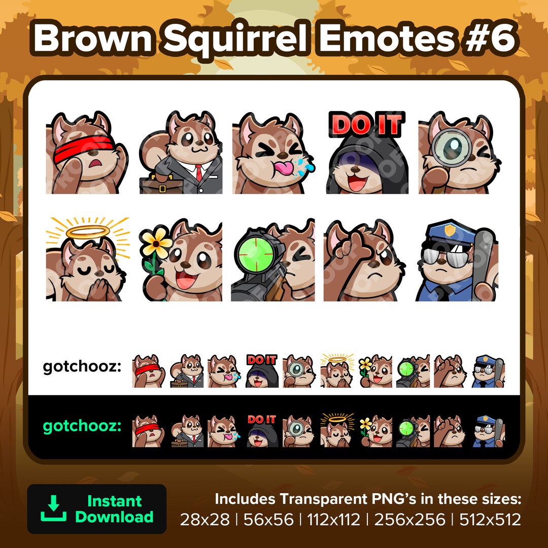 Brown Squirrel Twitch Emotes Blind Business Tongue Do It SUS Pray ...