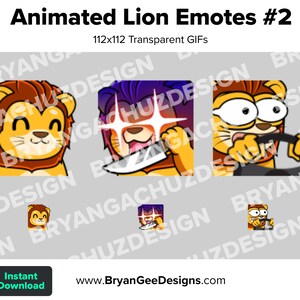 Emoticonos animados de León Twitch para streaming Jam Knife Evil Steer ...