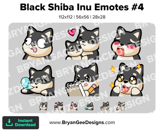 Black Shiba Inu Dog Twitch Emotes for Streaming Derp Hug Gasm - Etsy