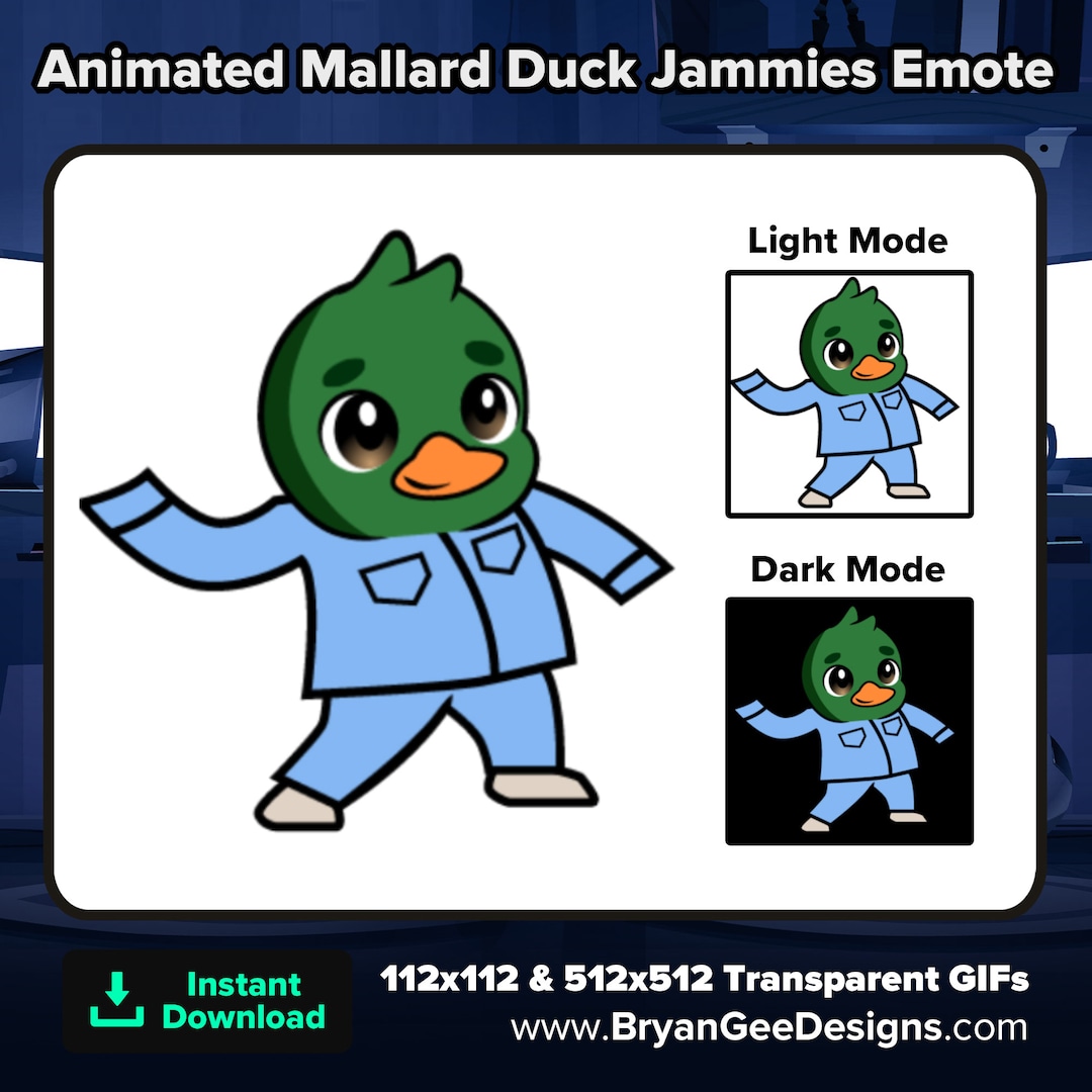 Animated Mallard Duck Jammies Dancing Emote for Twitch, Animated Emote ...