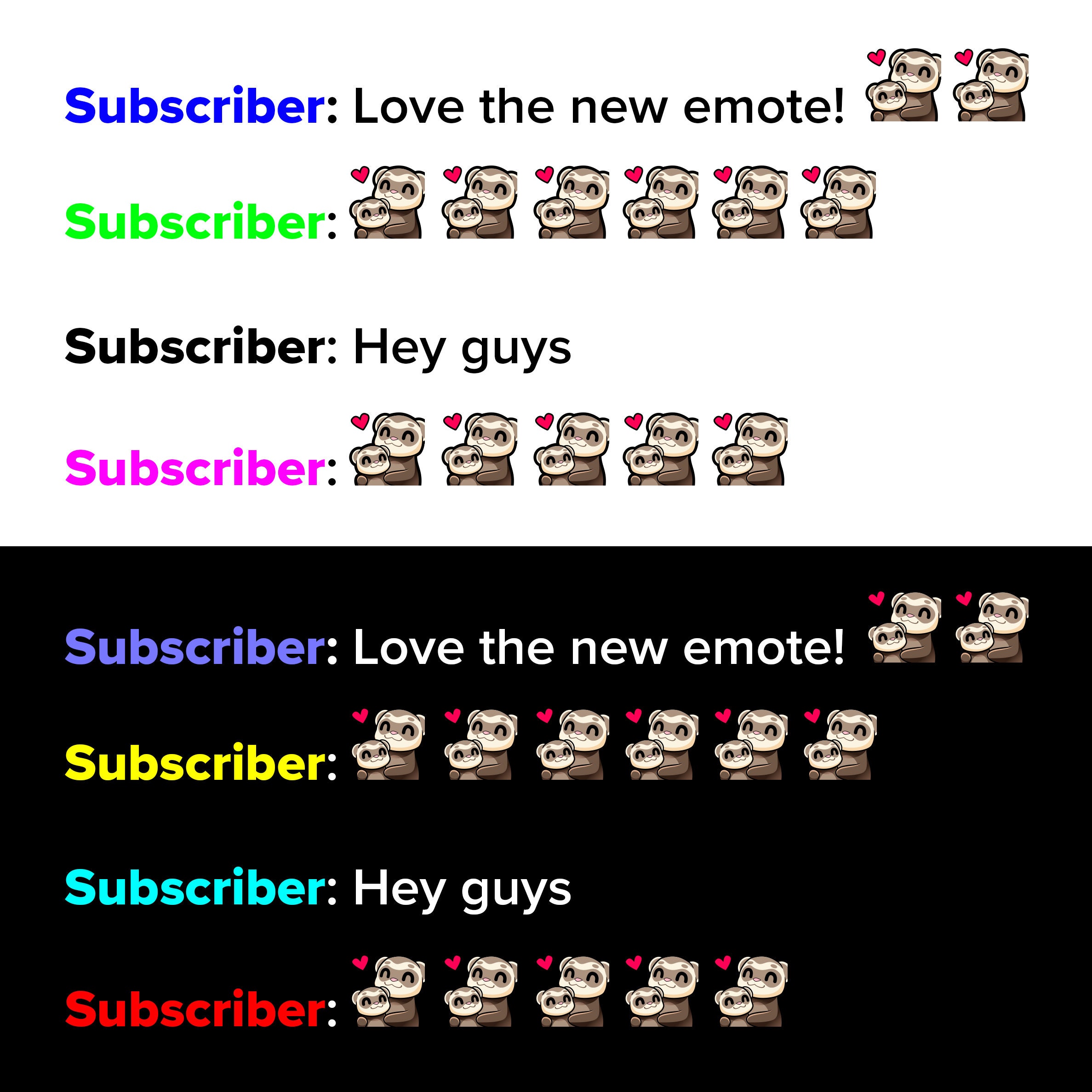 Ferret Twitch Emotes Derp Hug Gasm Sleep Study Notes Wow for - Etsy