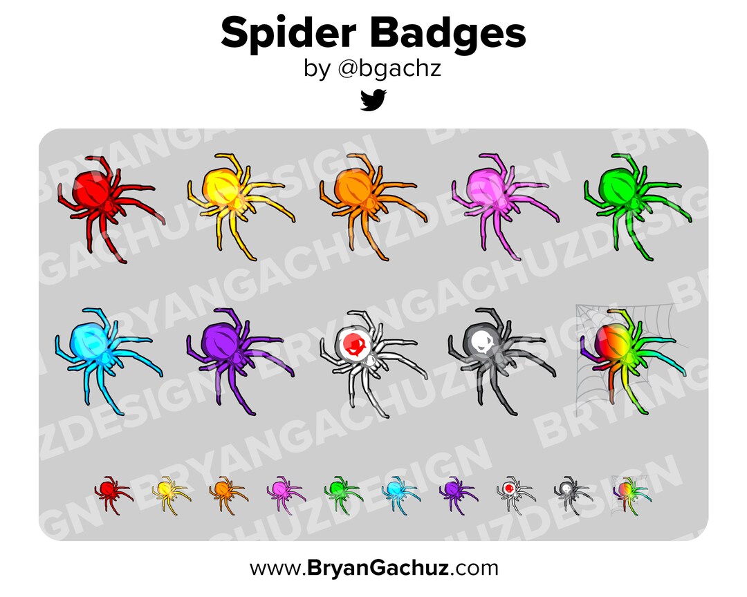 Spider Twitch Badges Bit Badges Channel Points Discord Badges Youtube ...