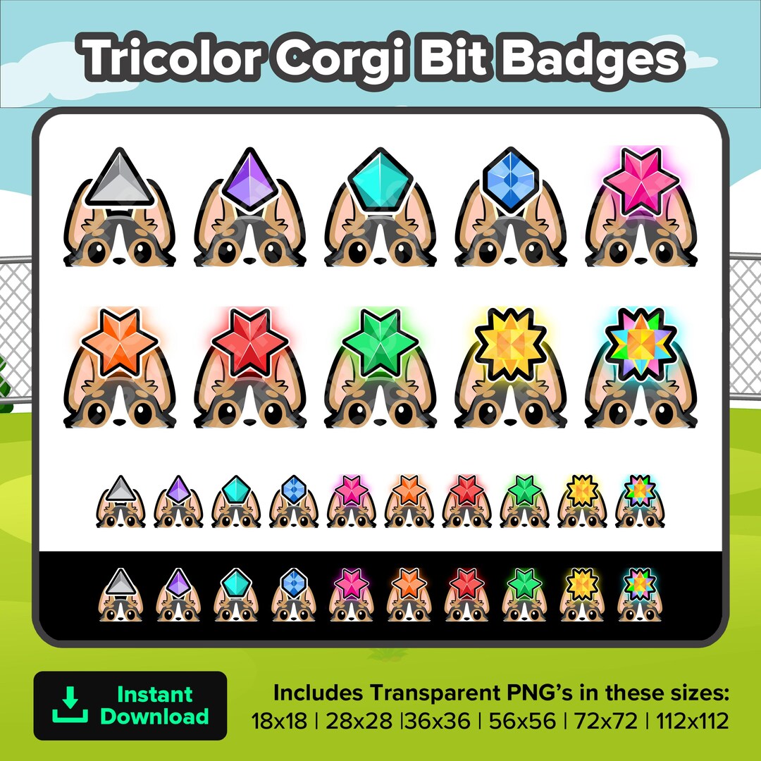 Tricolor Corgi Bit Badges | Twitch Bits Badges | Bits | Cute Tricolor ...