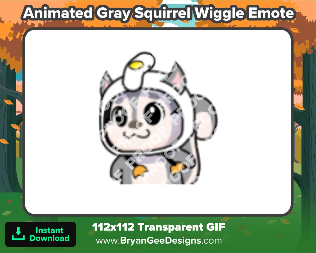Animated Gray Squirrel Wiggle Emote for Twitch Streamers - Etsy