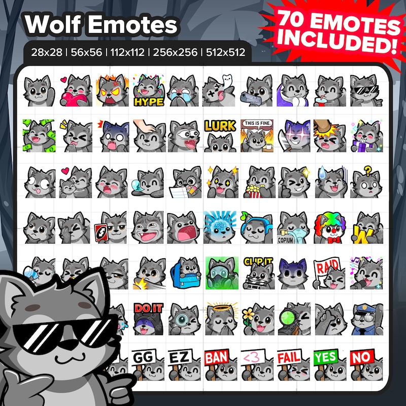 Cute Wolf Art Kawaii - Etsy
