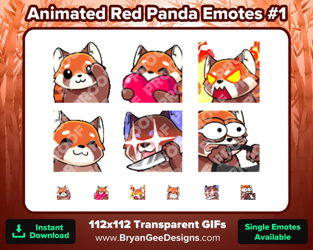 Animated Red Panda Emotes Pack #1 | Wave, Love, Rage, Jam, Knife, Steer ...