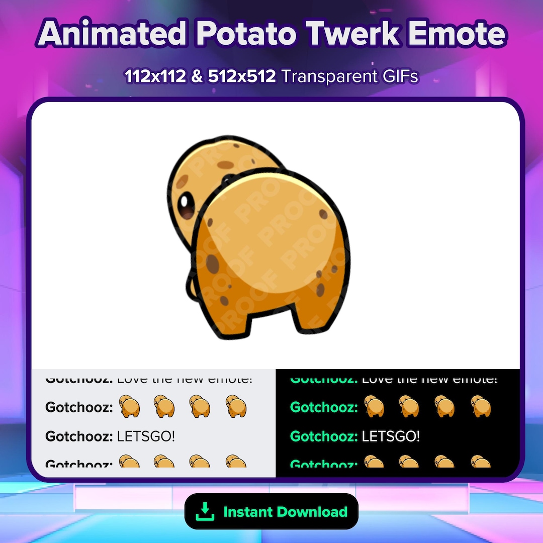 Animated Potato Twerk Emote for Twitch, Discord, Kick, Rumble for ...