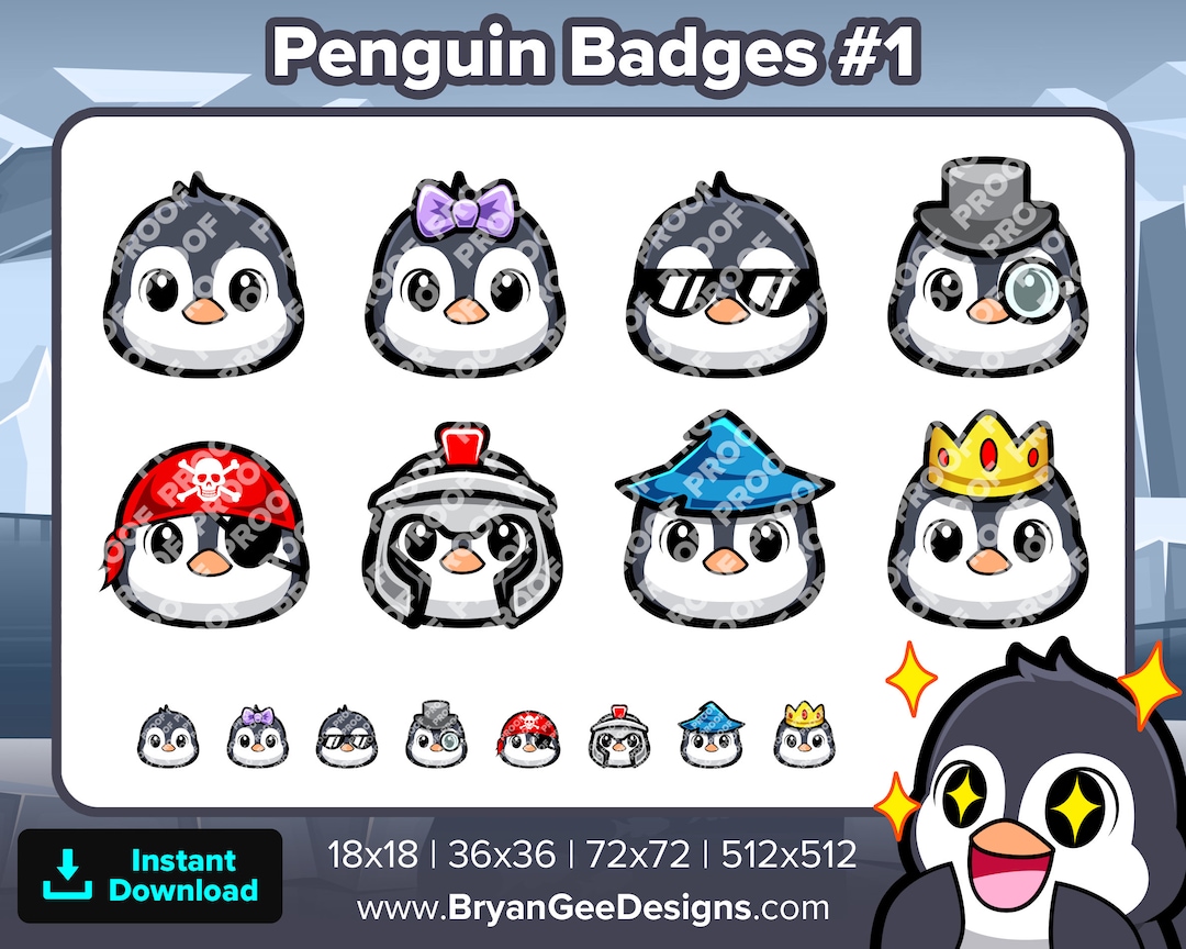 Penguin Twitch Badges Bit Badges Channel Points Discord Badges Youtube ...