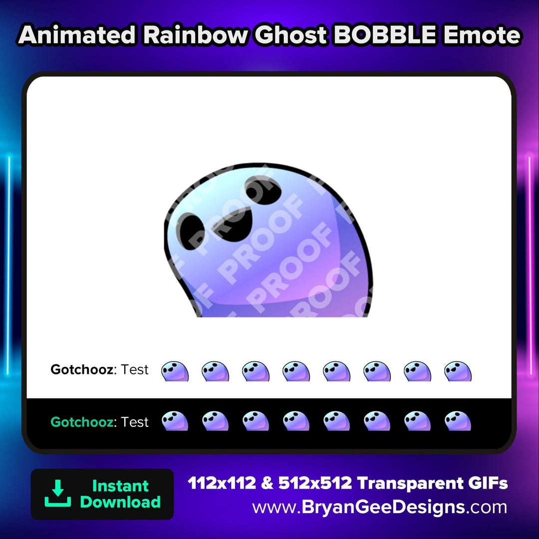 Animated Rainbow Ghost Bobble Emote for Twitch, Discord, Kick, Rumble ...