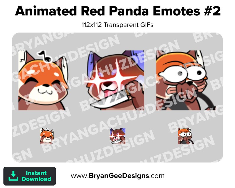 Animated Cute Chibi Kawaii Red Panda JAM KNIFE & STEER Emotes - Etsy