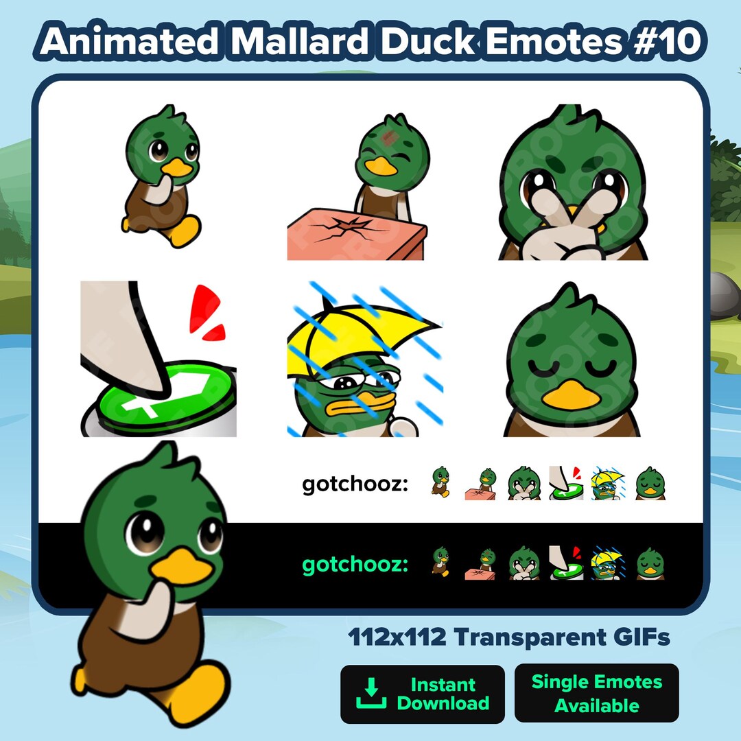 Animated Mallard Duck Emotes Pack #10 | Run, Head Slam, I See You, Mod ...