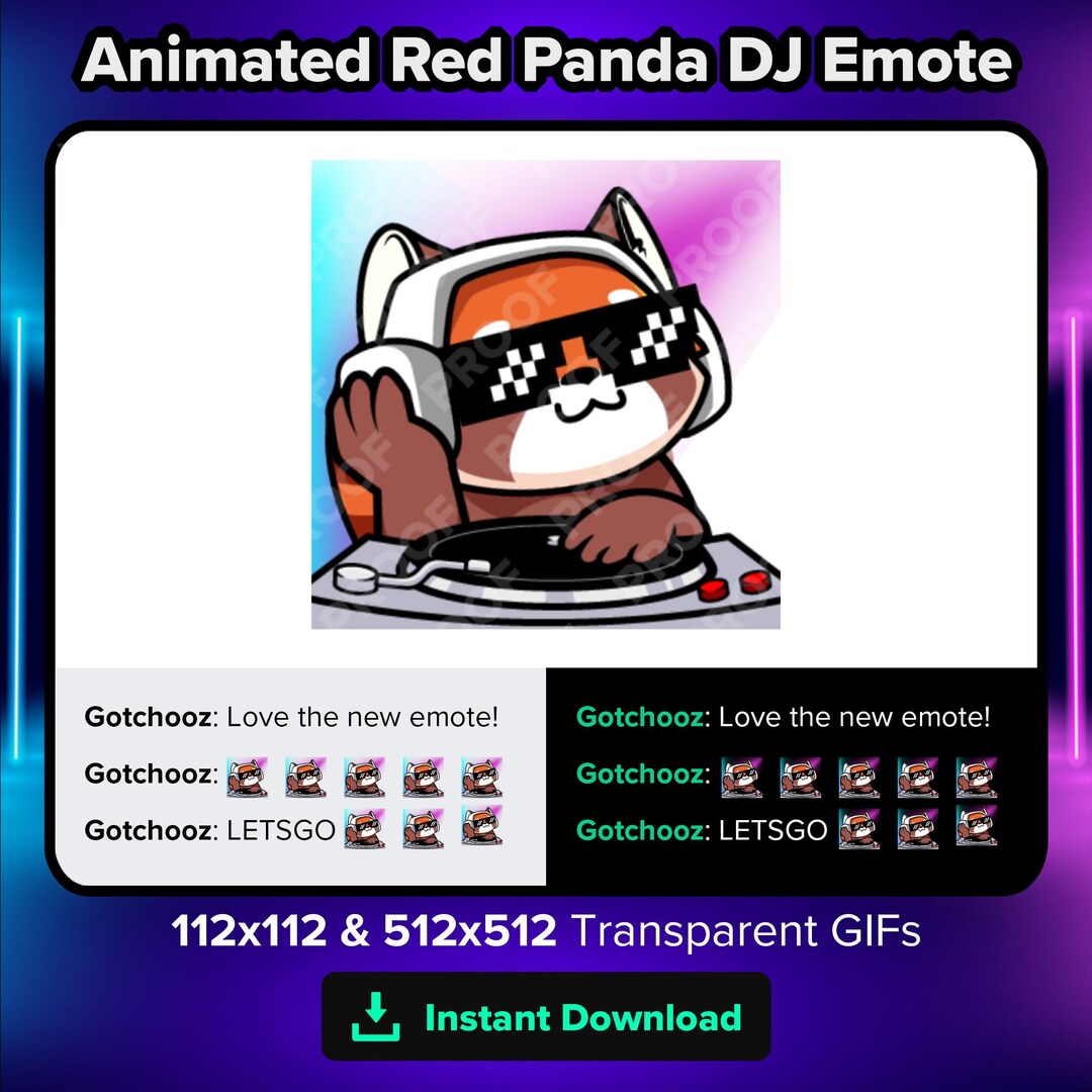 Animated Red Panda DJ Emote for Twitch, Discord, Kick, Rumble for ...