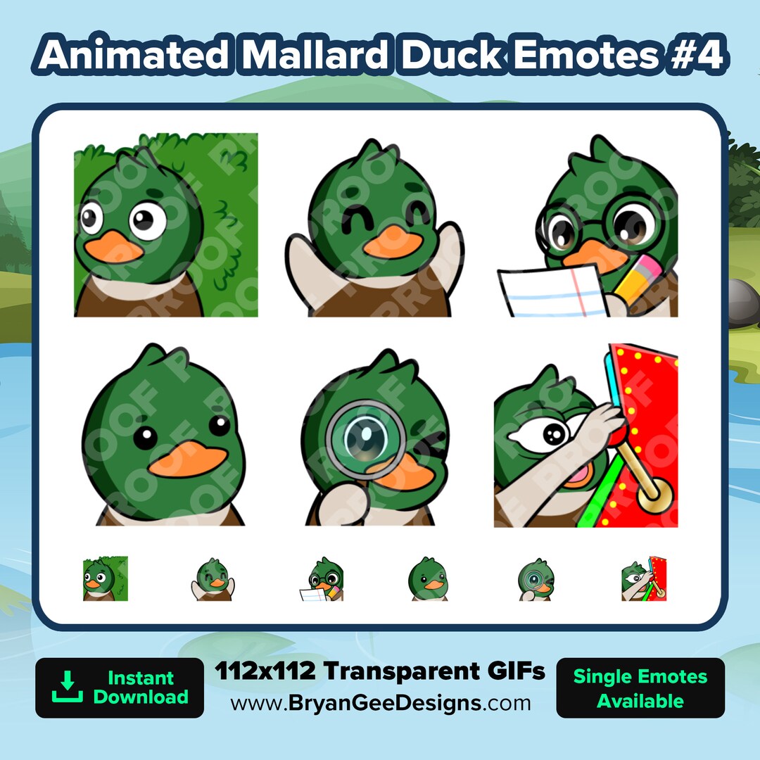 Animated Mallard Duck Emotes Pack #4 | Cute Animated GIF Emotes for ...