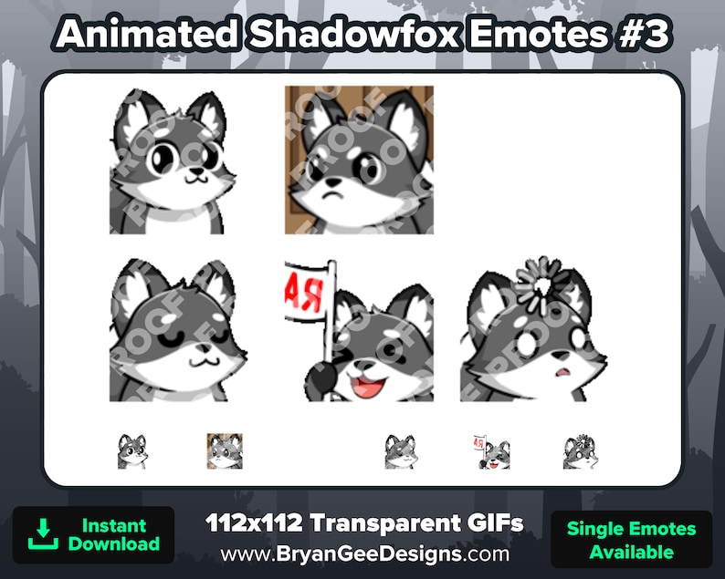 Animated Black Fox Emotes Pack #3 | Cute Animated GIF Emotes for Twitch ...