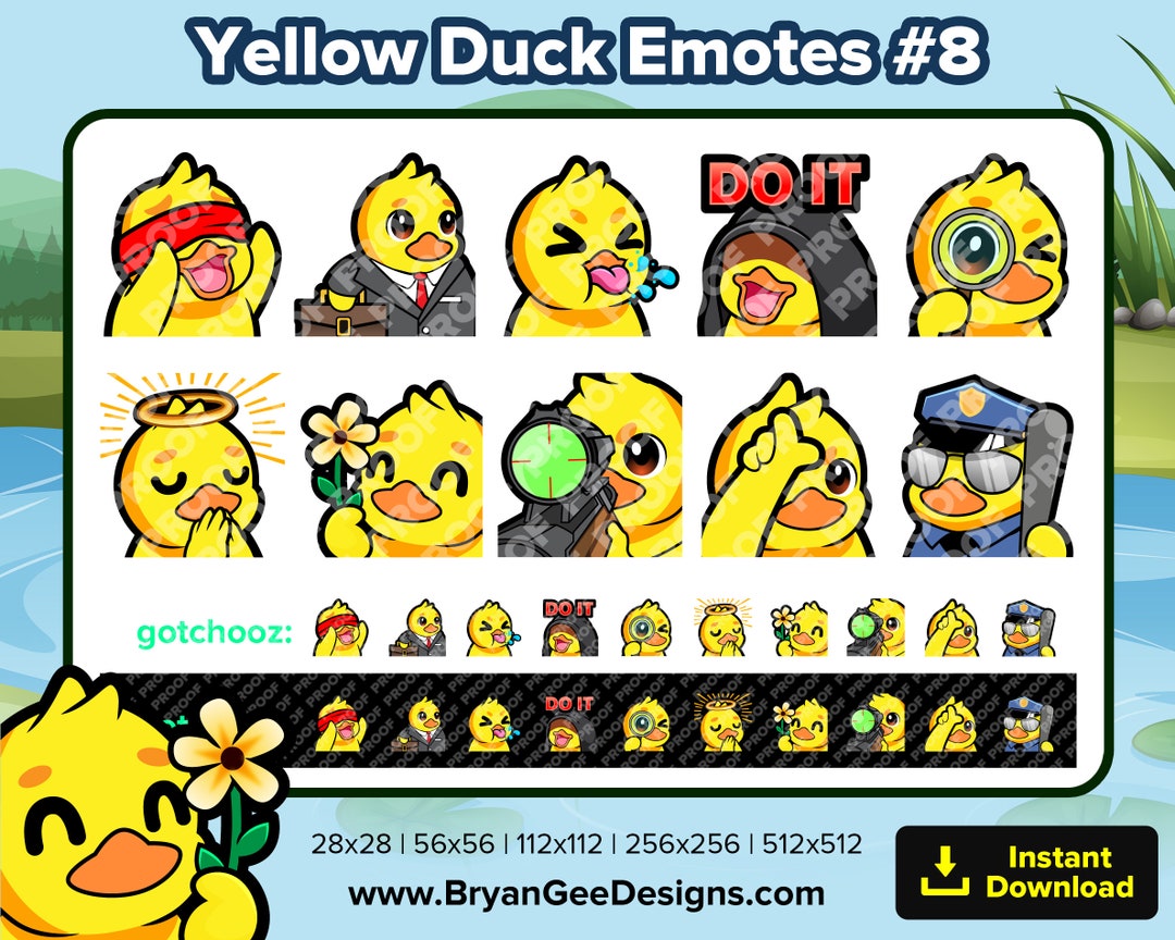 Yellow Duck Twitch Emotes Blind Business Tongue Do It Magnifying Glass ...
