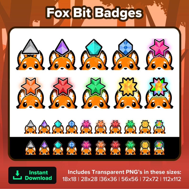 Fox Bit Badges | Twitch Bits Badges | Bits | Cute Foxes | Fox Emotes - Etsy