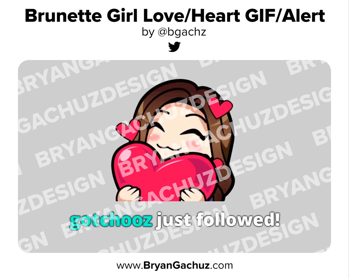 Animated Cute Chibi Brunette Girl LOVE GIF / Alert for Your - Etsy