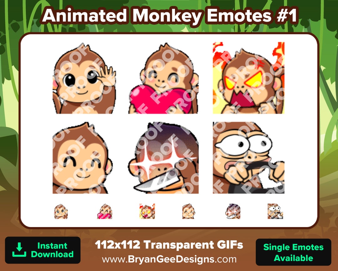 Animated Monkey Emotes Pack #1 | Cute Animated GIF Emotes for Twitch ...