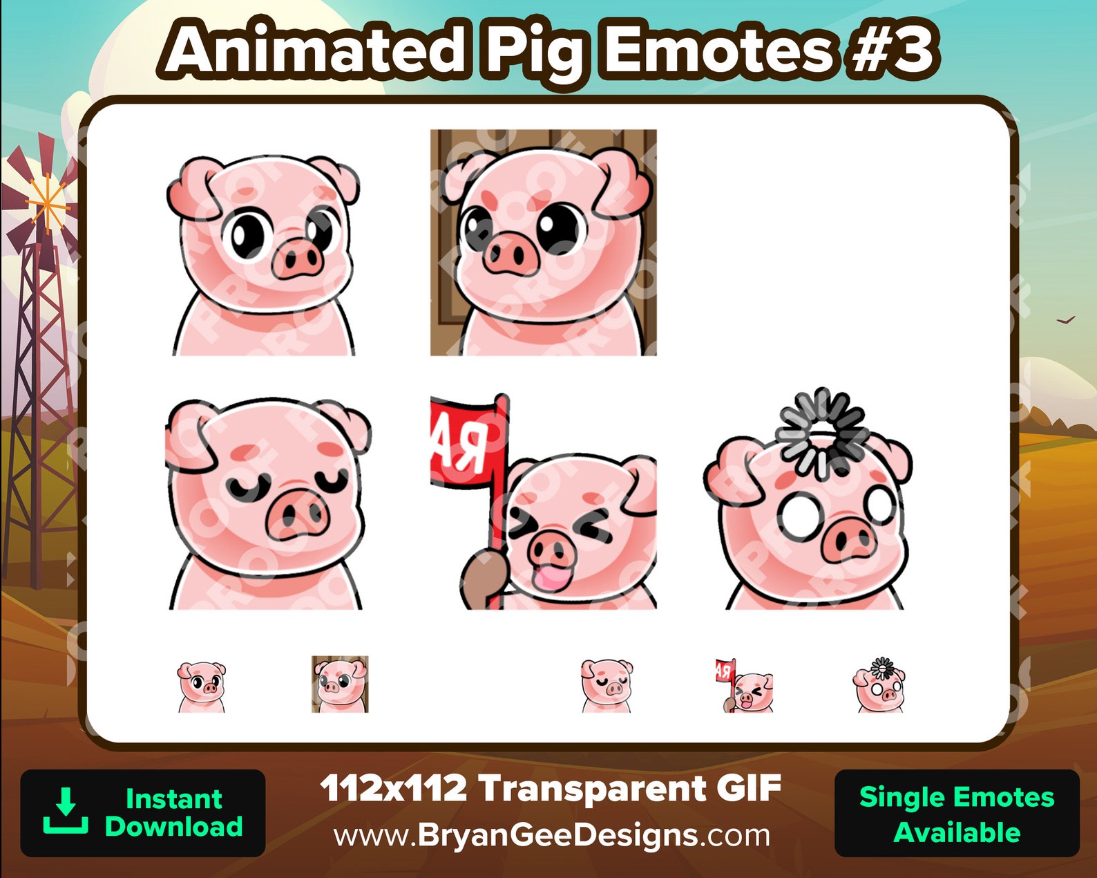 Animated Pig Emotes Pack #3 | Booba, Leave, Lurk, Nodders, Raid ...