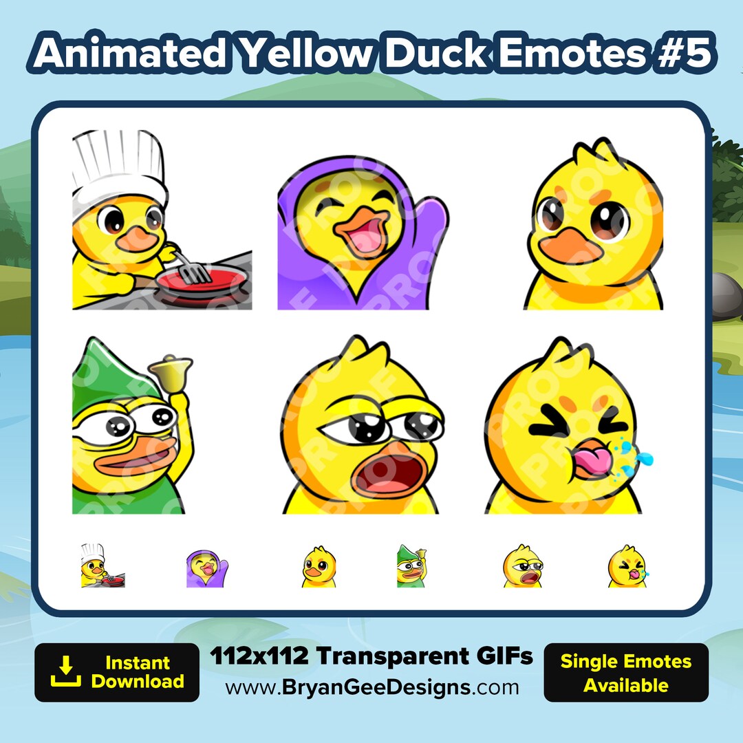 Animated Yellow Duck Twitch Emotes Let Them Cook, Blankie, Salute ...
