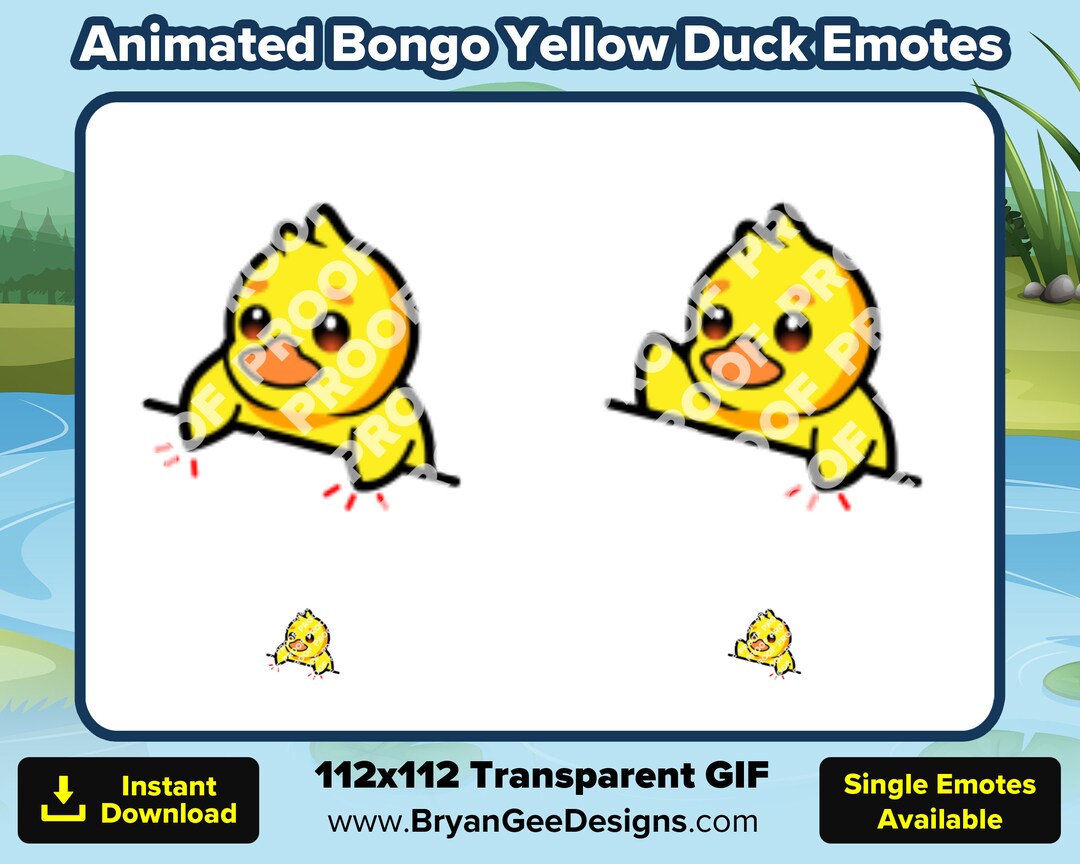 Animated Bongo Yellow Duck Emotes for Twitch or Discord - Cute ...