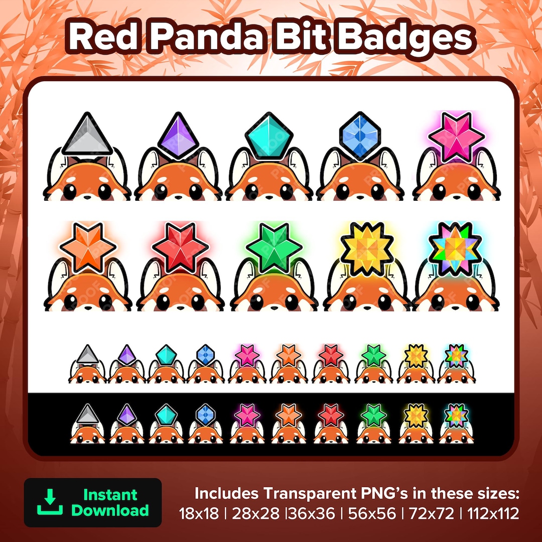 Red Panda Bit Badges | Twitch Bits Badges | Bits | Cute Red Panda | Red ...