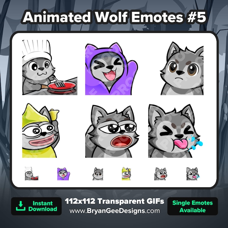 Animated Wolf Emotes Pack #5 | Cooking, Blankie Dance, Salute, Dinkdonk ...