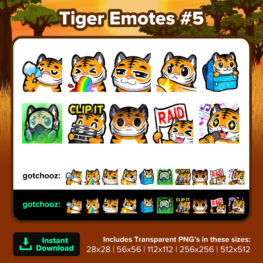 Tiger Twitch Emotes Drinking Water Puke Smug Smack Carried Toxic Clip ...