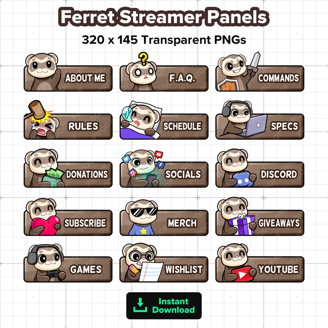 Ferret Twitch Panels for Streaming, Youtube Panels, Kick Panels, Rumble ...