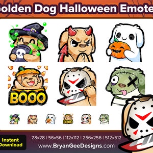 Golden Dog Twitch Emotes Spooky Sip Devil Ghost Pumpkin Boo Jason Knife ...