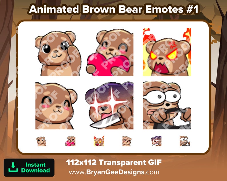 Animated Brown Bear Emotes Pack #1 | Wave, Love, Rage, Jam, Knife ...