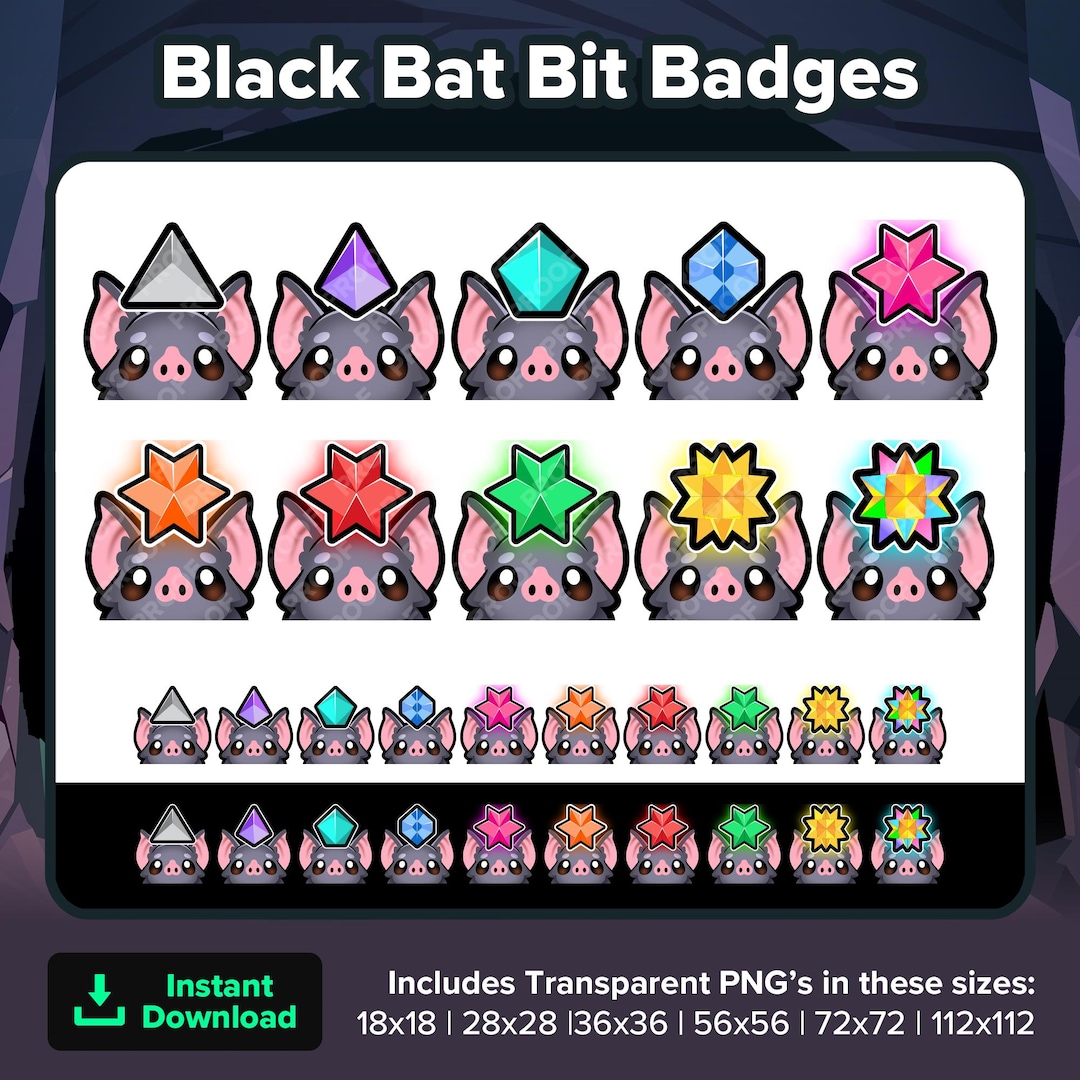 Bat Bit Badges | Twitch Bits Badges | Bits | Cute Bats | Bat Badges ...