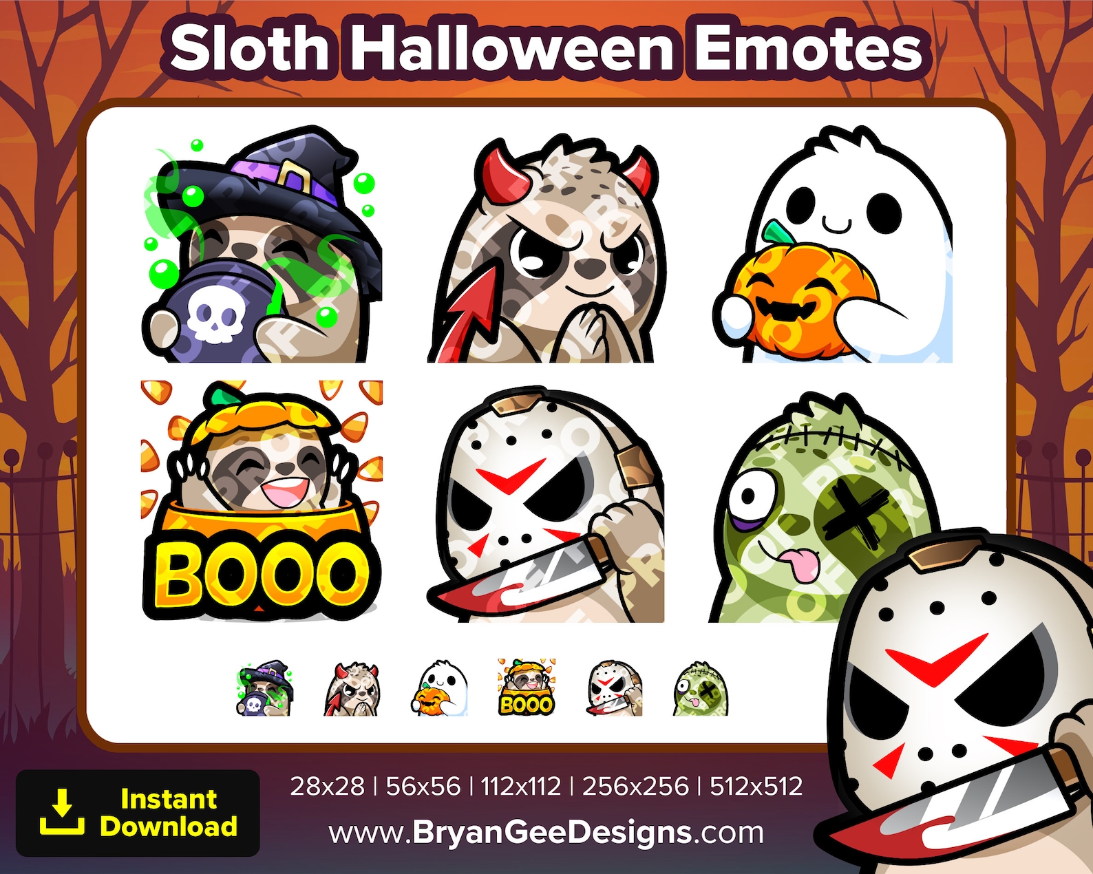 Sloth Spooky Sip Devil Ghost Pumpkin Boo Jason Knife Zombie - Etsy