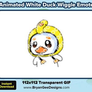 Animated White Duck Wiggle Emote for Twitch or Discord Cute, Expressive ...