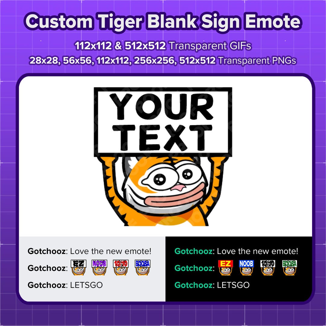 Custom Animated Pepe Tiger Sign Emote for Twitch, Discord, Kick, Rumble ...