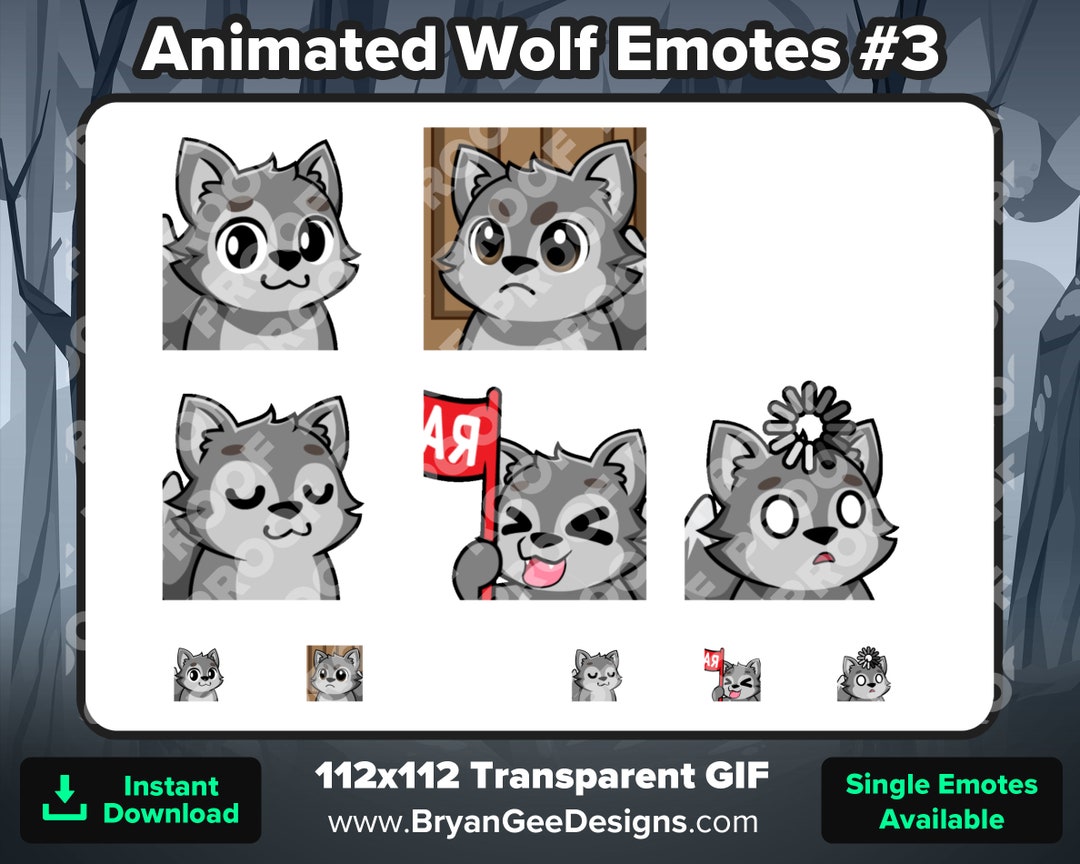Animated Wolf Emotes Pack #3 | Cute Animated GIF Emotes for Twitch ...