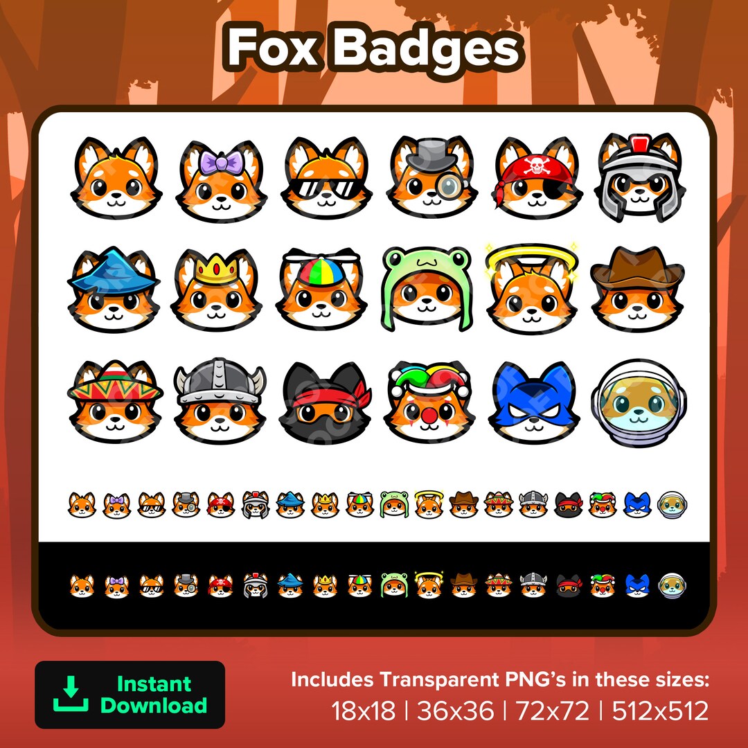 Fox Twitch Badges Bit Badges Channel Points Discord Badges Youtube ...