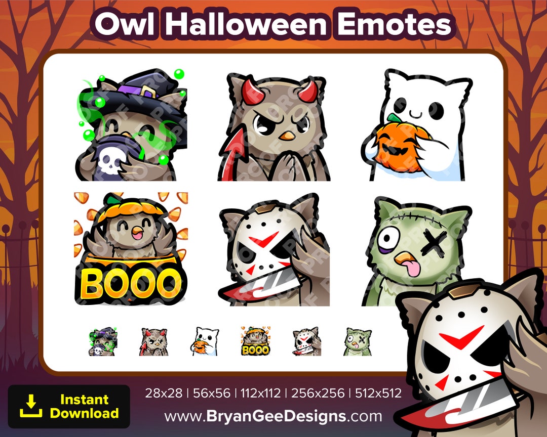Owl Halloween Twitch Emotes Spooky Sip Devil Ghost Pumpkin Boo Jason ...