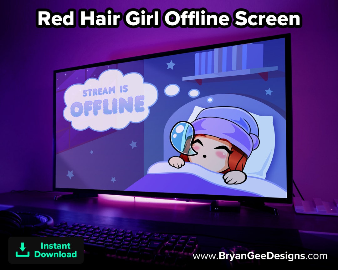 Red Hair Girl Twitch Offline Screen Offline Scene, Twitch Graphics ...