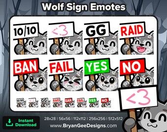 Twitch Emote / Cute Grey Wolf Pat Pout Pouty Emotes / Kawaii - Etsy