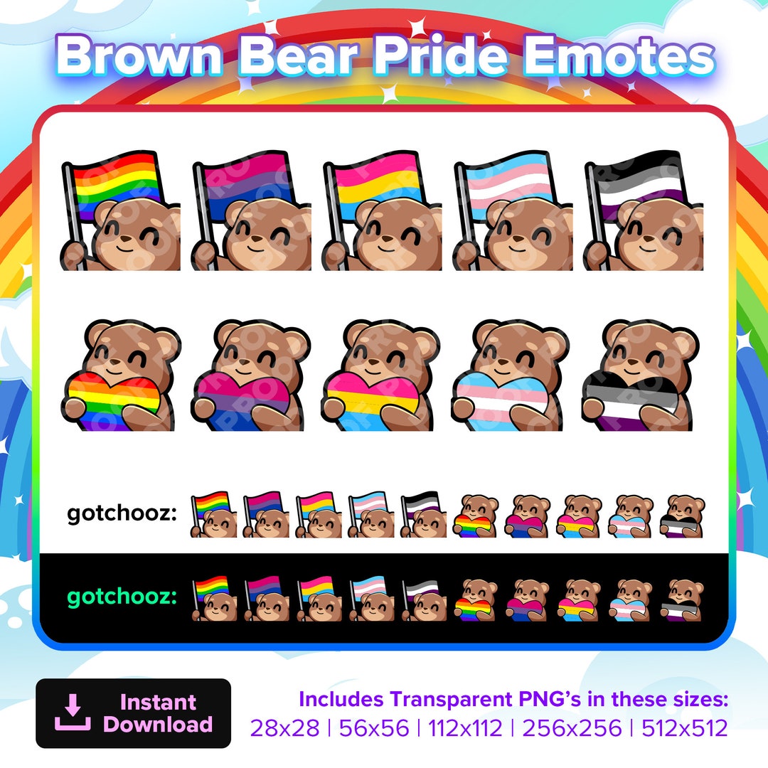 Brown Bear Pride Twitch Emotes, Youtube Emotes, Discord Emotes, Kick ...
