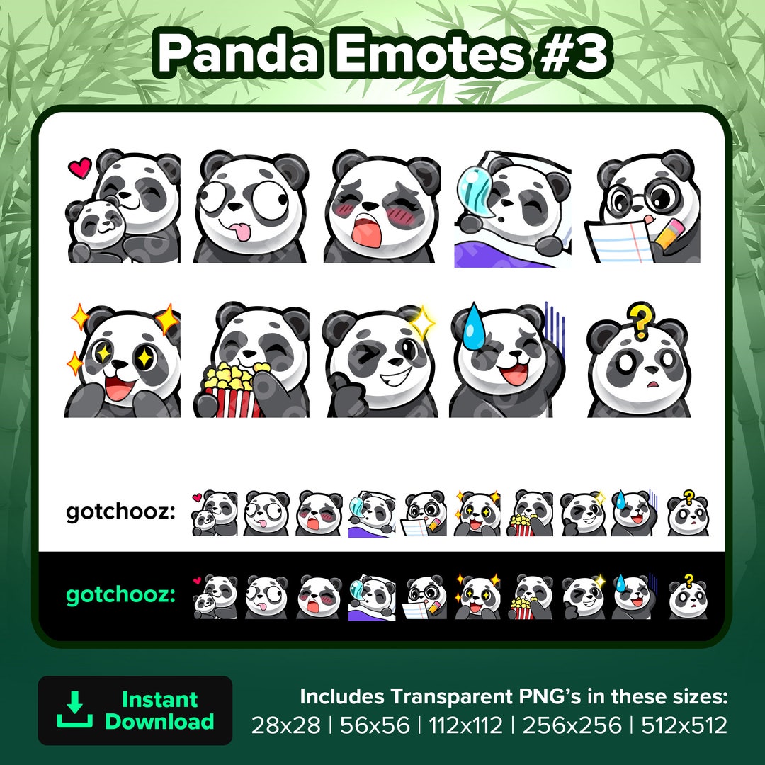 Panda Twitch Emotes Derp Hug Gasm Sleep Notes Study Wow Popcorn Wink ...