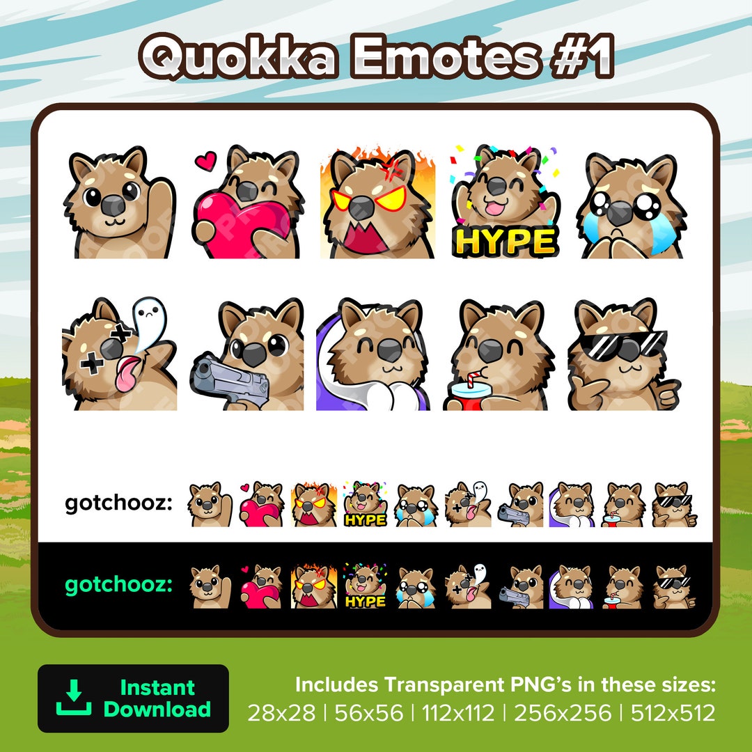 Quokka Wallaby Twitch Emotes Wave Love Heart Rage Angry HYPE Sad Cry ...
