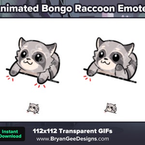 Animated Bongo Raccoon Emotes for Twitch or Discord - Etsy