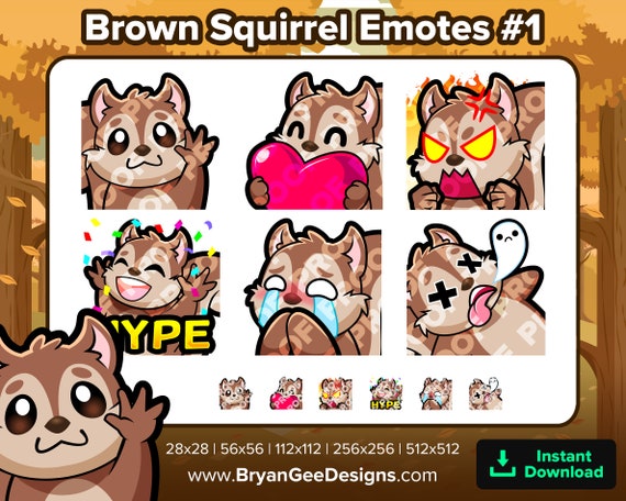 Brown Squirrel Twitch Emotes Wave Love Heart Rage Angry HYPE - Etsy