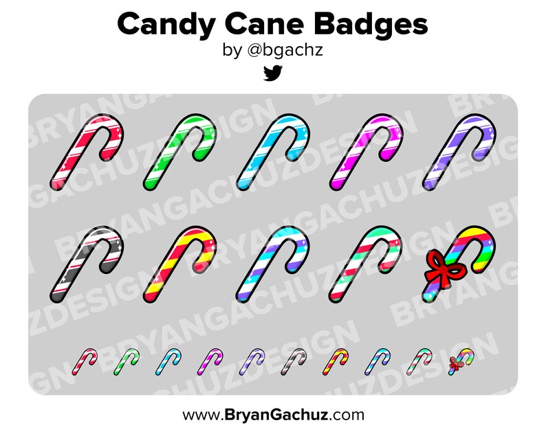Candy Cane Twitch Badges Bit Badges Channel Points Discord - Etsy