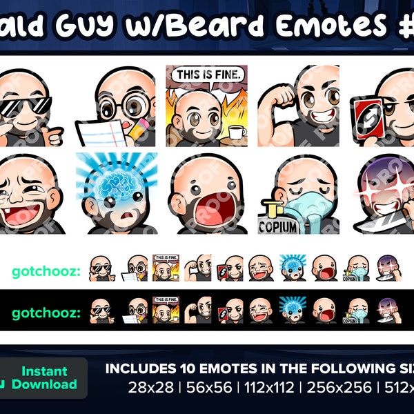 Twitch Emotes Bald With Beard - Etsy